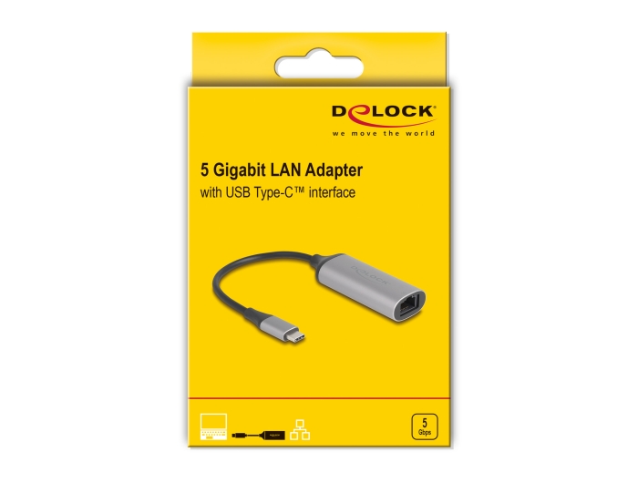 Mrežni adapter DELOCK, USB-C 3.2 Gen 2 na LAN 5. Links