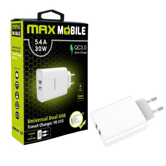Kućni punjač MAXMOBILE TR-255 Dual, 5.4A, Quick | Links