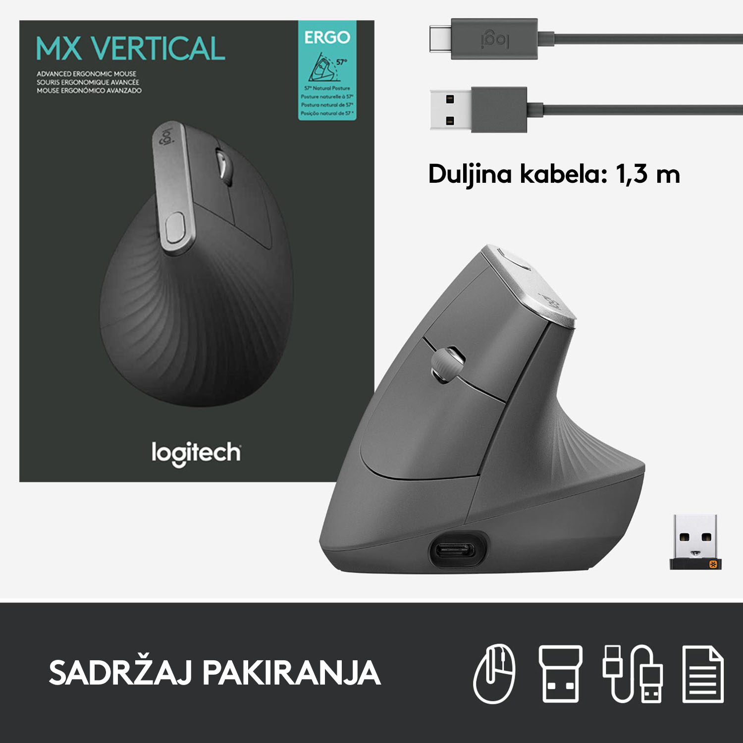 Miš LOGITECH MX Vertical Advanced Ergonomic, op | Links