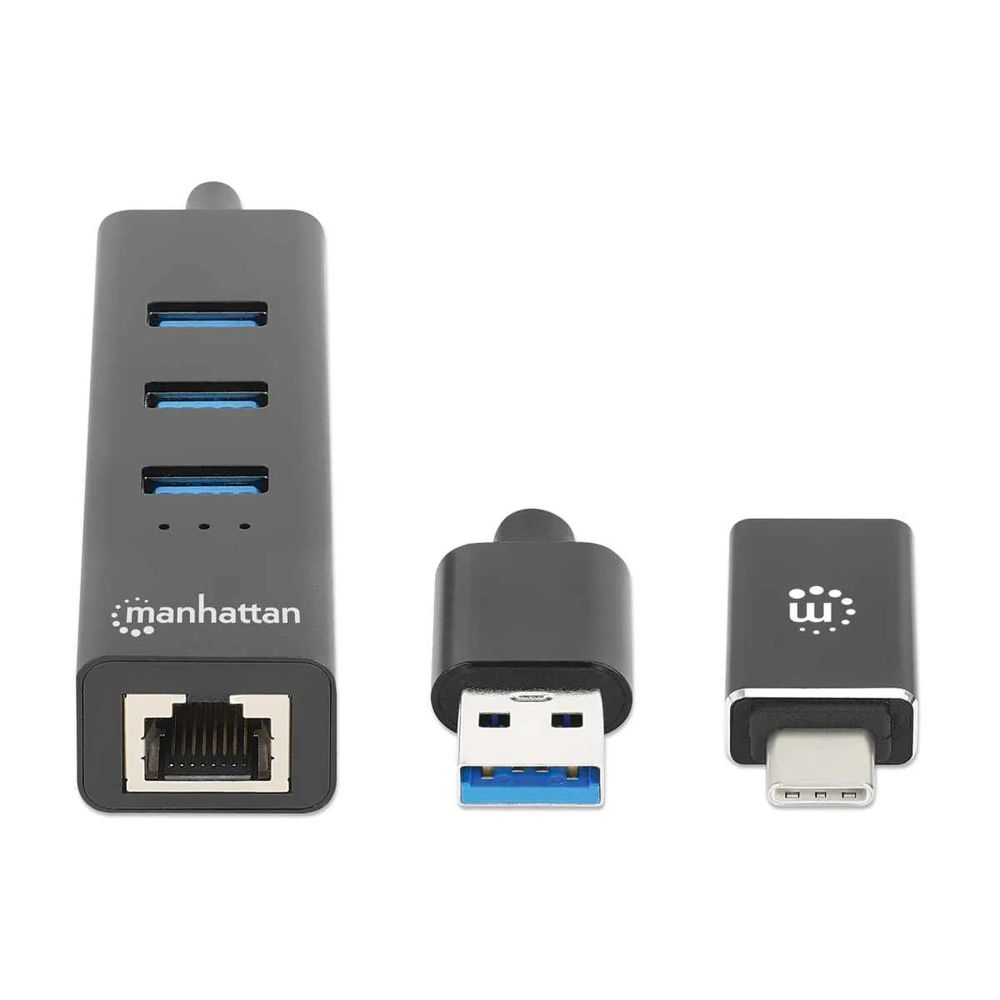 USB HUB MANHATTAN, 3-portni USB 3.0, G-LAN, USB | Links