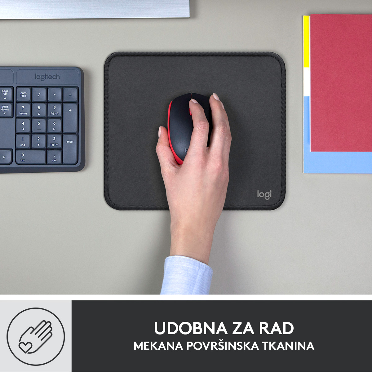 Podloga za miš, LOGITECH Studio, soft, crna | Links