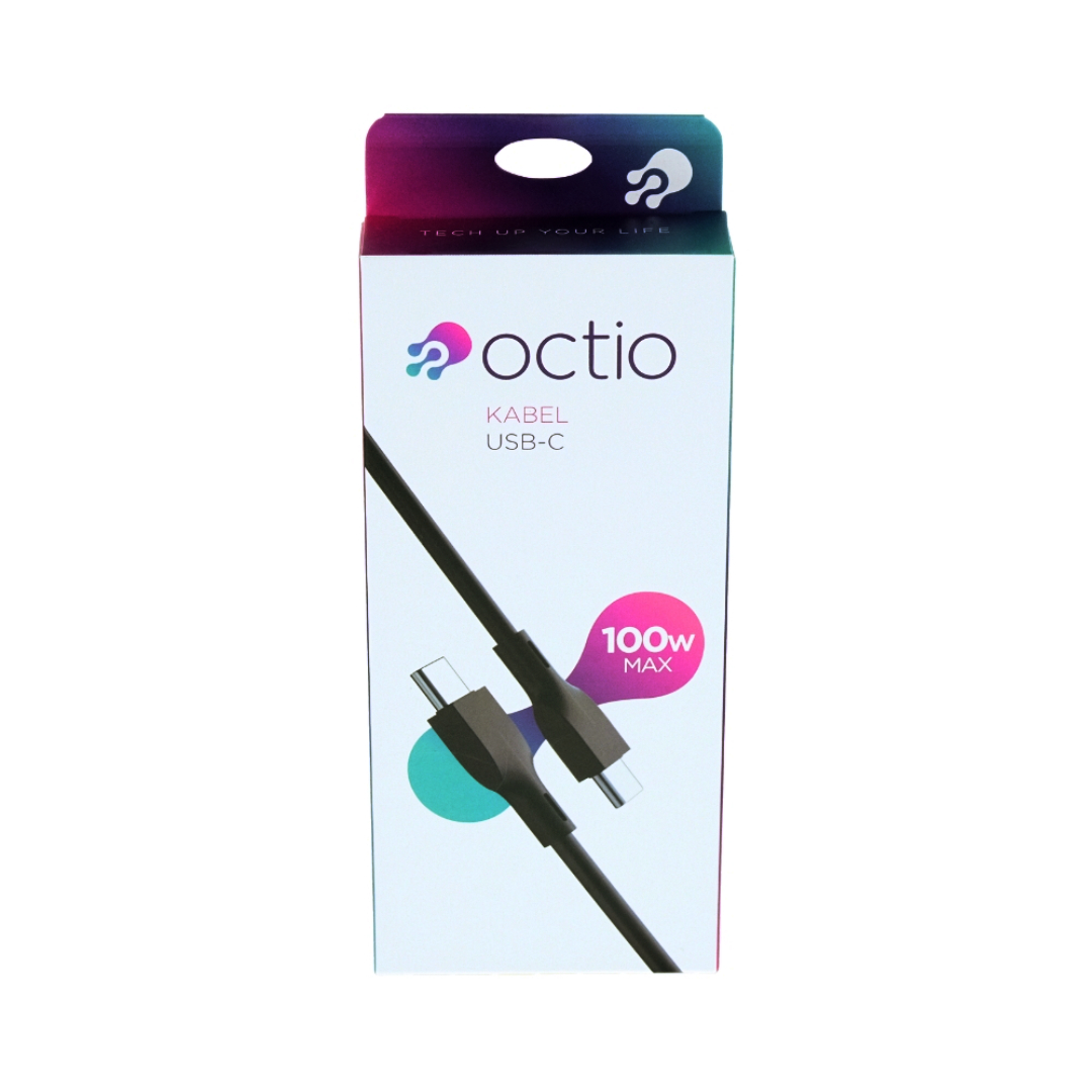 Kabel OCTIO USB-C (M) na USB-C (M), 100W, crni,. Links