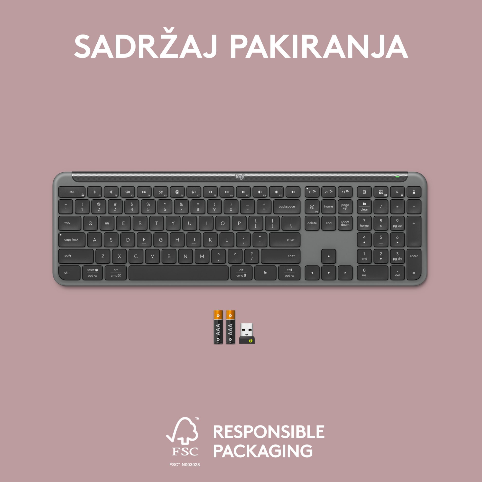 Tipkovnica LOGITECH K950 Signature Slim, bežičn | Links